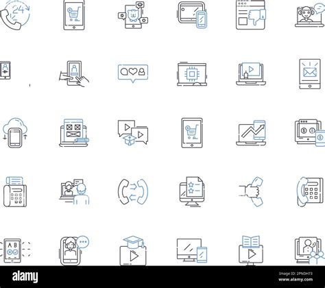 Handset Device Line Icons Collection Mobile Smartph Cellph Wireless