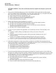 ECON Midterm ECON Practice Questions Midterm MULTIPLE CHOICE Choose The One