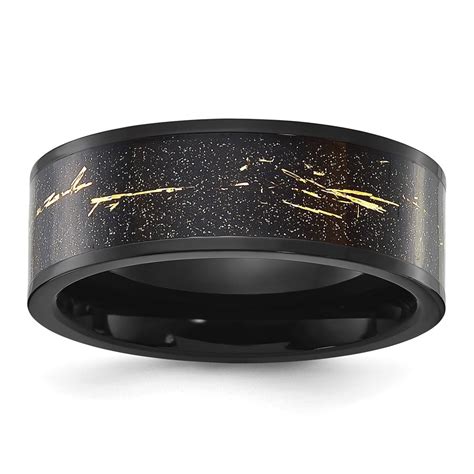 Chisel Titanium Polished Black Ip Plated With Black And Gold Foil Inlay
