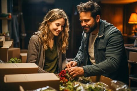 Premium Ai Image A Couple Unpacking Furniture And Opening Boxes In