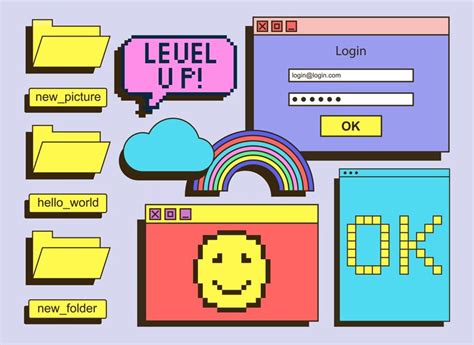 Premium Vector Set Of Icons For User Interface Retro Stickers With