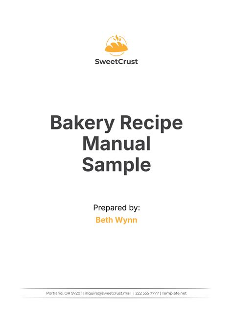 Free Bakery Recipe Manual Sample Template To Edit Online