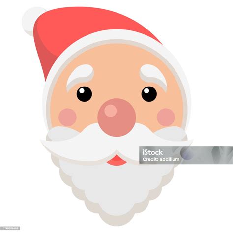 산타 클로스의 벡터 크리스마스 그림입니다 산타 얼굴 Xmas 아이콘 겨울 휴가 만화 심플한 스타일 12월에 대한 스톡 벡터 아트