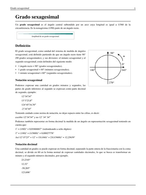 Grado Sexagesimal Pdf Trigonometría Notación