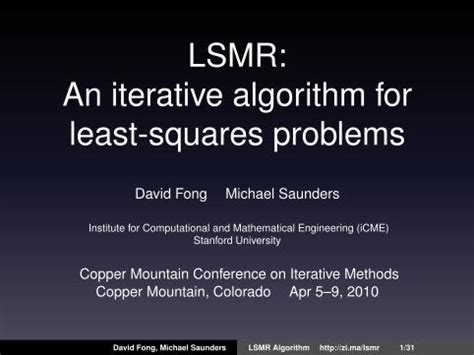 PDF LSMR An Iterative Algorithm For Least Squares ProblemsLSMR An