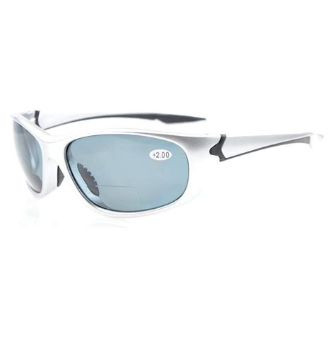 Polarized Bifocal Sport Sunglasses Silver Frame Grey Lens 20
