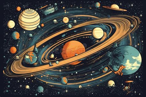 Solar System Colorful Planets Galaxy And Universe Stock Illustration