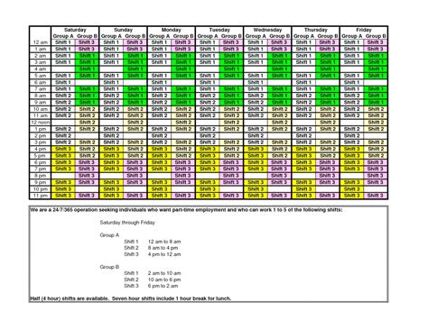 Rotating Shift Schedule Template