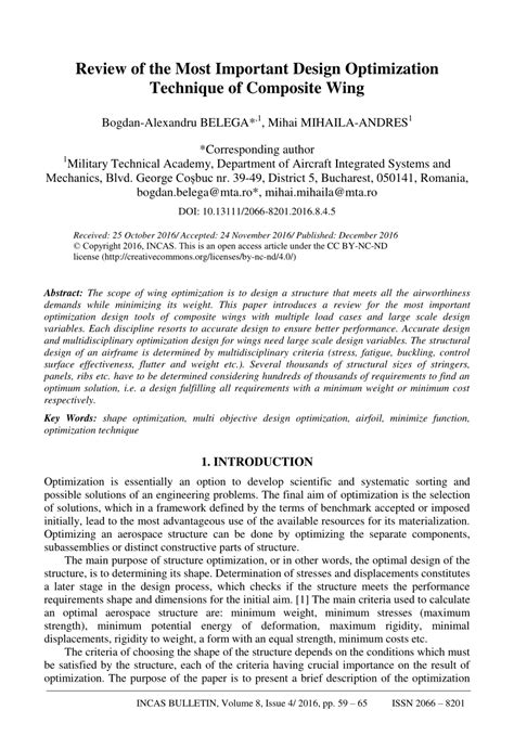 Pdf Review Of The Most Important Design Optimization Technique Of Composite Wing