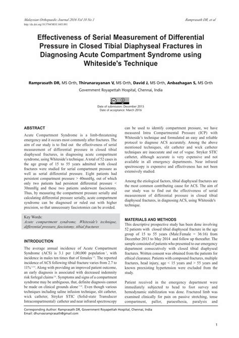 PDF Effectiveness Of Serial Measurement Of Differential Morthoj Org V N Acute