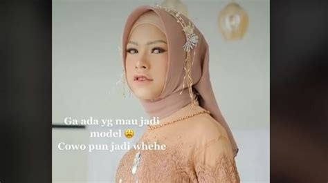 Akibat Tak Ada Model Perempuan Viral Transformasi Pria Didandani Pakai Gaun Dan Hijab Bikin Kaget