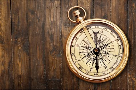 Premium Photo Brass Antique Compass On Background