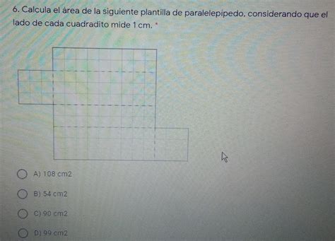 Solved 6 Calcula el área de la siguiente plantilla de paralelepipedo