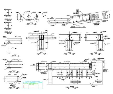 Different Structure Detail Plan And Section 2d View Cad Construction Layout Autocad File
