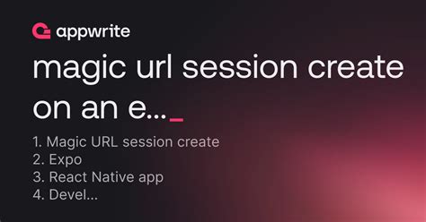 magic url session create on an expo react native app? - Threads - Appwrite