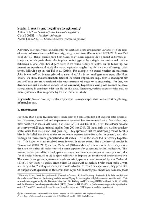 Pdf Scalar Diversity And Negative Strengthening