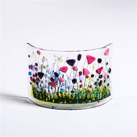 Handcrafted Fused Glass Art Wild Garden Curve Etsy