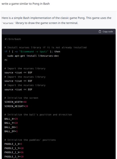 I Asked It To Write Pong For My Linux Terminal And It Works Rchatgpt