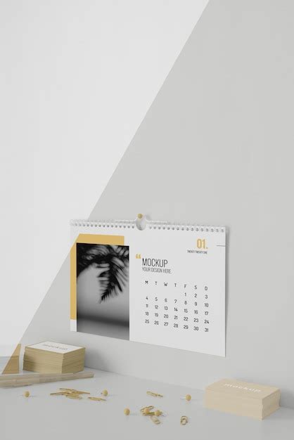 Arrangement De Calendrier De Maquette Minimaliste PSD Premium