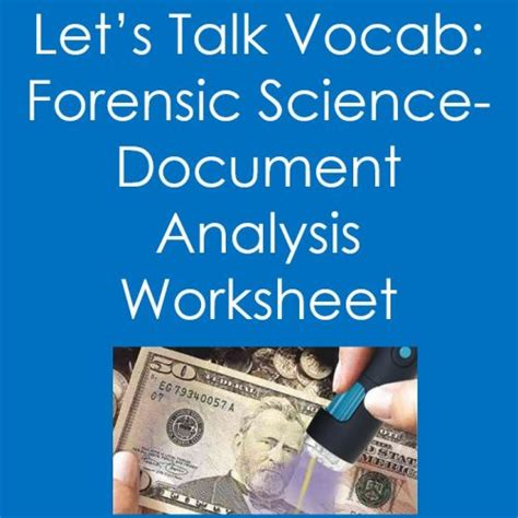 Lets Talk Vocabforensic Science Document Analysis Worksheet Crime
