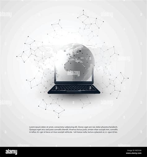 Abstract Cloud Computing And Global Network Connections Concept Design With Laptop Earth Globe