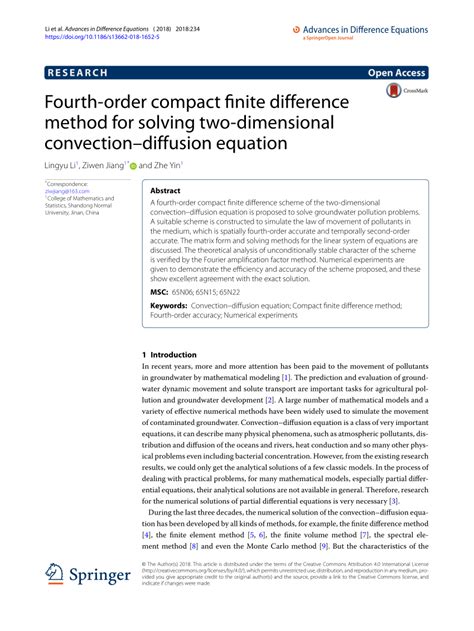 Pdf Fourth Order Compact Finite Difference Method For Solving Two