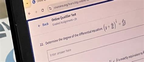 Determine The Degree Of The Differential Equation Left Y Frac{dy}{d