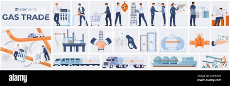 Gas Trade Flat Composition Of Twenty One Elements Symbolizing