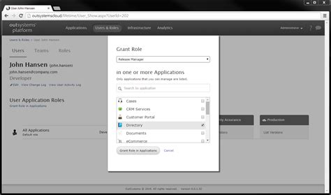 grant it roles for a specific application outsystems 10 documentation