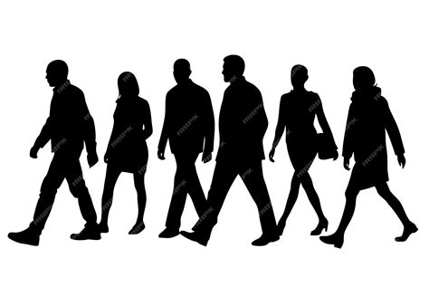 Stylish Group Walking Silhouettes Ideal For Creative Graphics And Decor