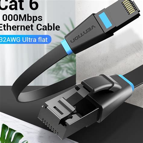 Jual Stok Terbatas Vention Kabel Ethernet Lan Rj45 Cat6 Bentuk Bulat Flat Untuk Jaringan