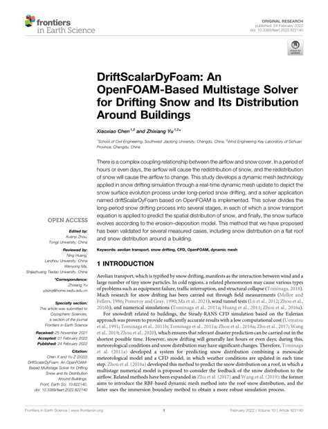 Pdf Driftscalardyfoam An Openfoam Based Multistage Solver For Drifting Snow And Its