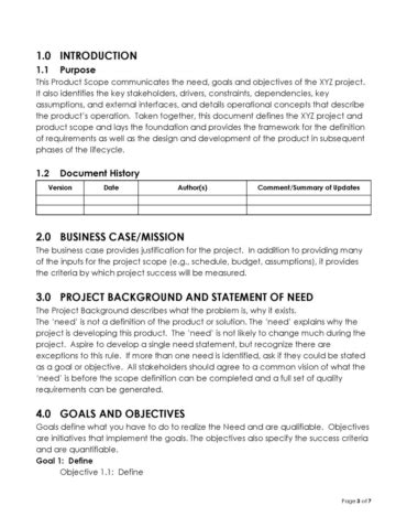 Project Scope Statement Templates Free Downloads