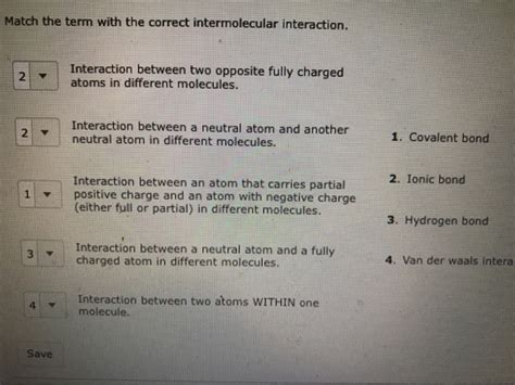 Solved Match The Term With The Correct Intermolecular