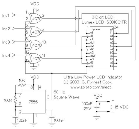 Ultra Low Power LCD Indicator Electronic Design Schematic Circuit Power Diagram