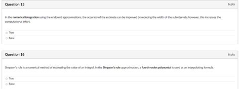 Solved Question Pts In The Numerical Integration Using Chegg