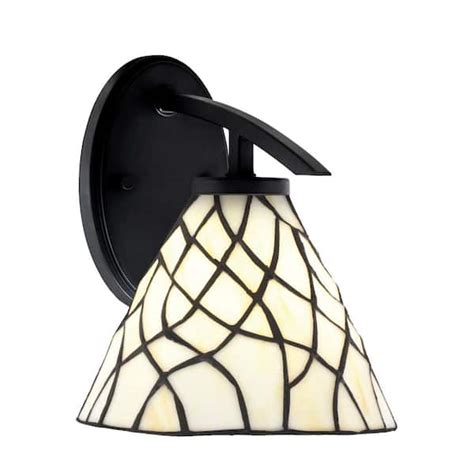 Siena 1 Light Matte Black Downlight Wall Sconce With Sandhill Art Glass