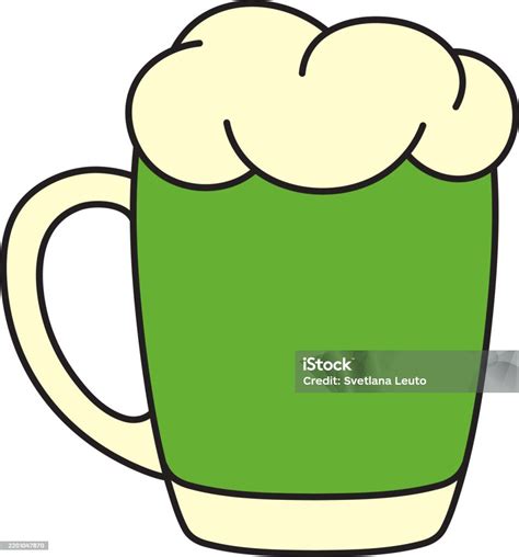 성 패트릭의 날 일러스트 레이 션 거품 녹색 맥주 머그잔 복고풍 빈티지 스타일 흰색 투명 배경에 고립 된 벡터 플랫 아이콘 Ale에 대한 스톡 벡터 아트 및 기타 이미지