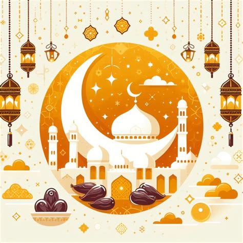 Premium Photo Islamic Orange Texture Background Decorated With Hanging Colorful Arabic