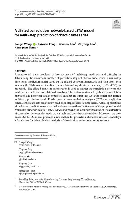 pdf a dilated convolution network based lstm model for multi step