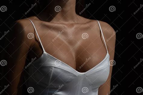 Beautiful Body Of Woman Big Boobs And White Bra Breast Woman With