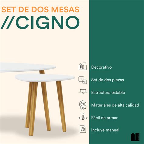 Mesas De Centro Mubson Cigma Color Blanco 2 Piezas