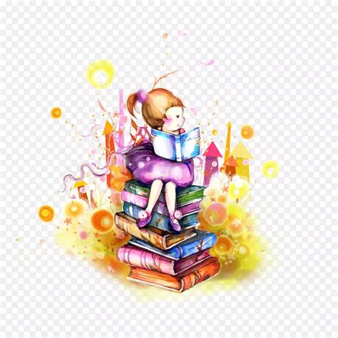 读书女孩图案PNG图片素材下载 图片编号qnxdwlbq 免抠素材网
