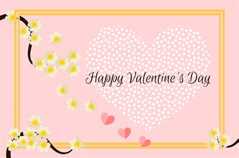 행복 한 발렌타인의 날 카드 빛 핑크 컬러 톤의 그림 마음 고 아름 다운 꽃 벡터입니다 프레임을 그리십시오 하 고 카드에 쓰기에 대 한 공간을 복사 합니다 2월에 대한 스톡