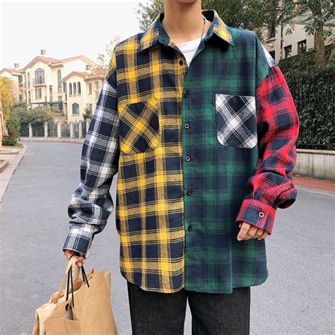 체크 무늬 긴팔 셔츠 캐주얼 한국 남성 의류 2022 봄 가을 신상 Aliexpress