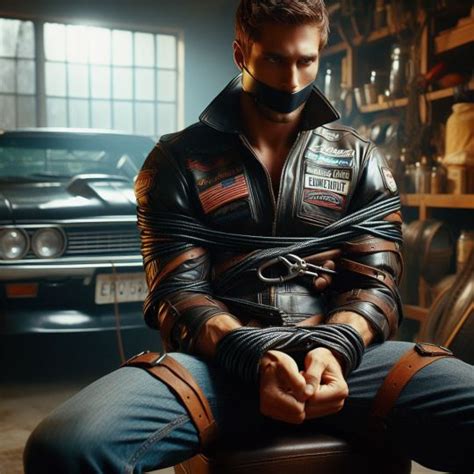 Guys Tied Up And Gagged By AI On Tumblr A Dude In A Leather Jacket Is