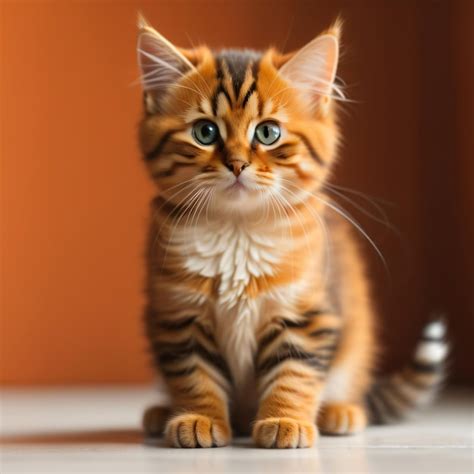 Premium Ai Image A Small Kitten With Orange Stripes And Black Stripes