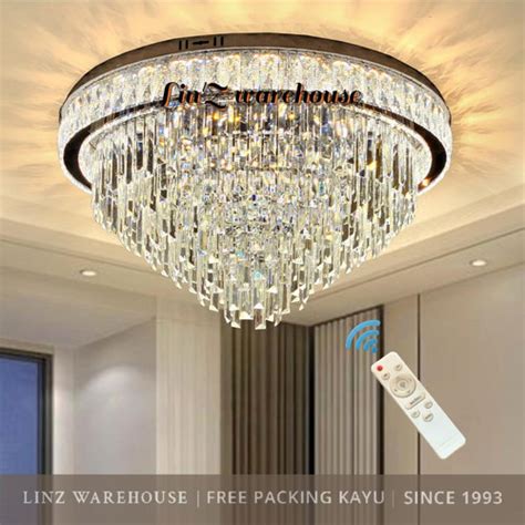 Jual Lampu Plafon Modern Crystal Ring 80 Cm 3 Colour Led Ceiling Lamp