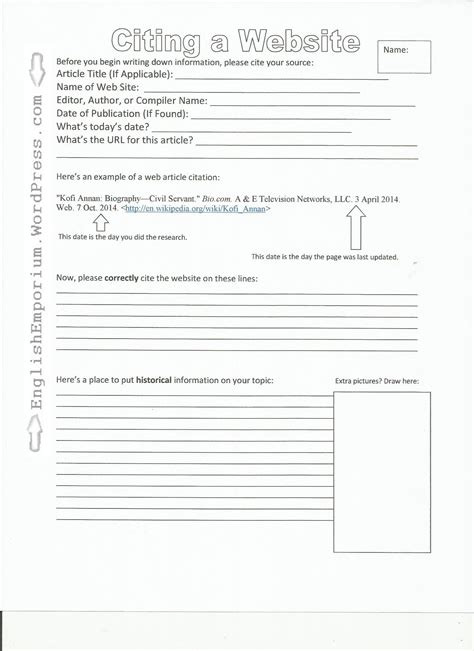 Citing Sources Worksheet Pdf