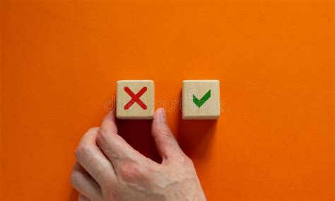 Yes Or No Choice Symbol Hand Making A Choice Between Two Cubes With